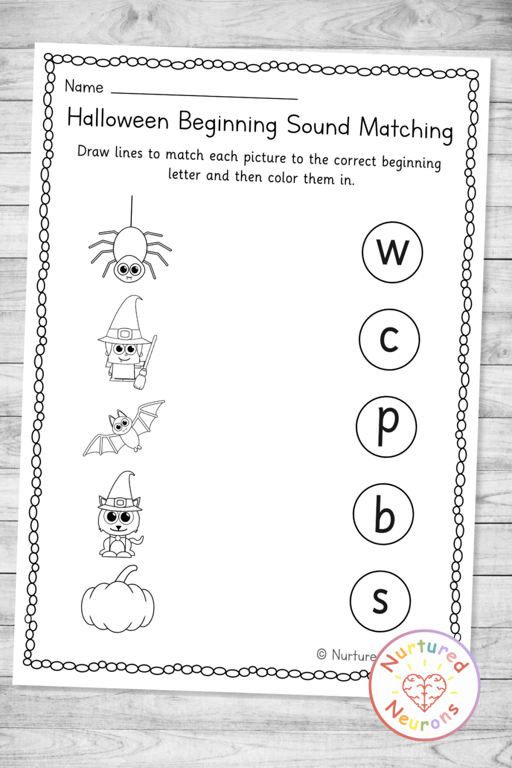 Halloween Match The Beginning Sounds Worksheet (Printable Phonics ...