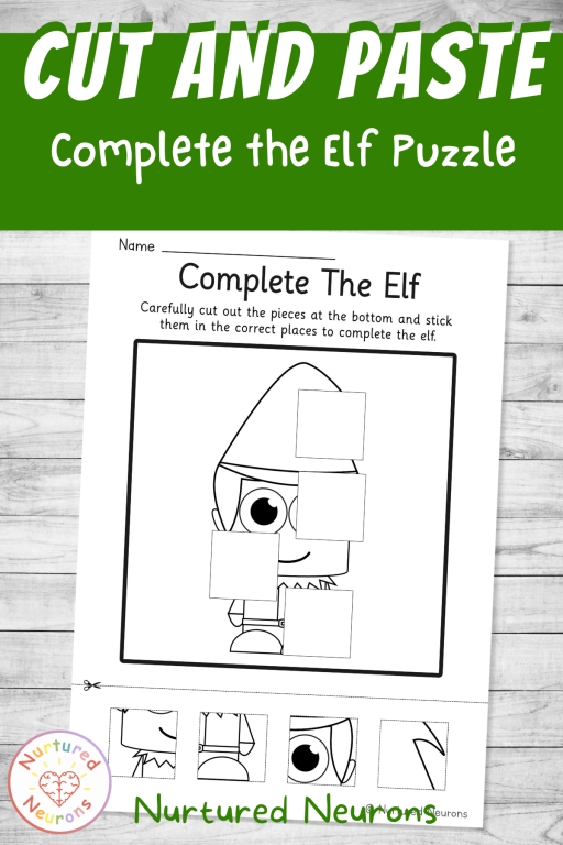 Cut and Paste Complete The Elf Puzzle – Printable Christmas Worksheet ...