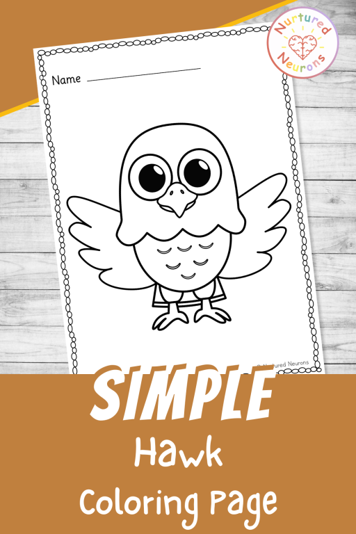 Simple Hawk Coloring Page (Bird Coloring Sheet) - Nurtured Neurons