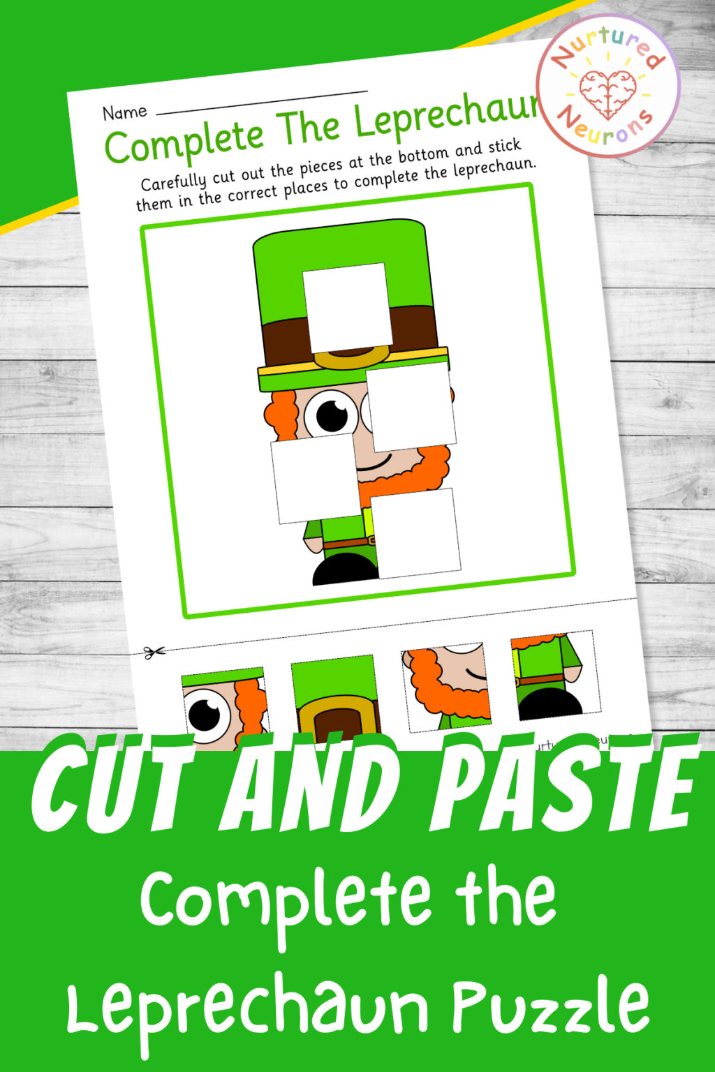 Cut and Paste Complete The Leprechaun Puzzle – Printable St Patrick's ...