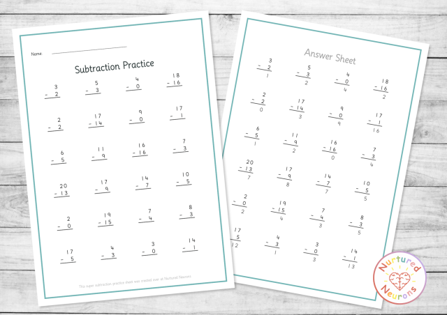Subtraction Worksheet Maker (Generate Math Worksheets and Print PDFs ...