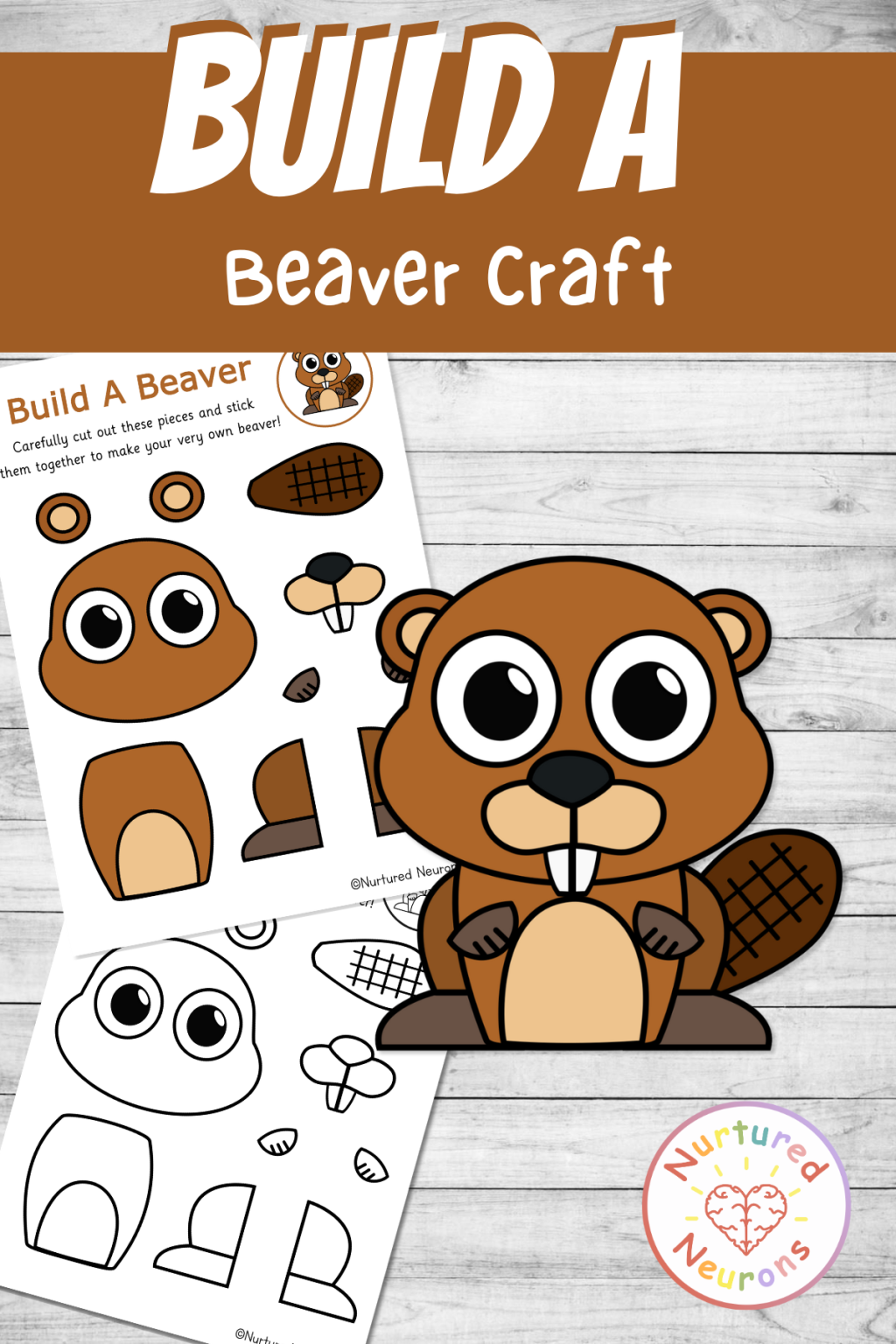 Cute Build A Beaver Craft (Cut And Paste Woodland Animal Activity For ...